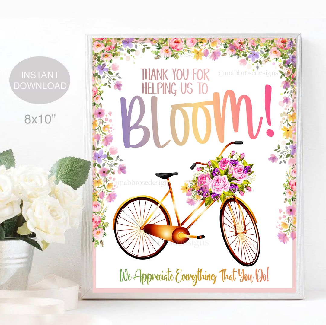 Thank You for Helping Us Bloom Appreciation Sign, Teacher Staff Thank ...