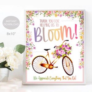 Thank You for Helping Us Bloom Appreciation Sign, Teacher Staff Thank ...