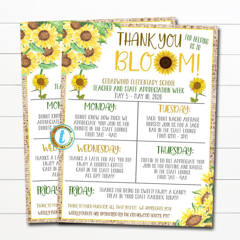 Printable Editable Floral Grow Bloom Theme Teacher and Staff - Etsy