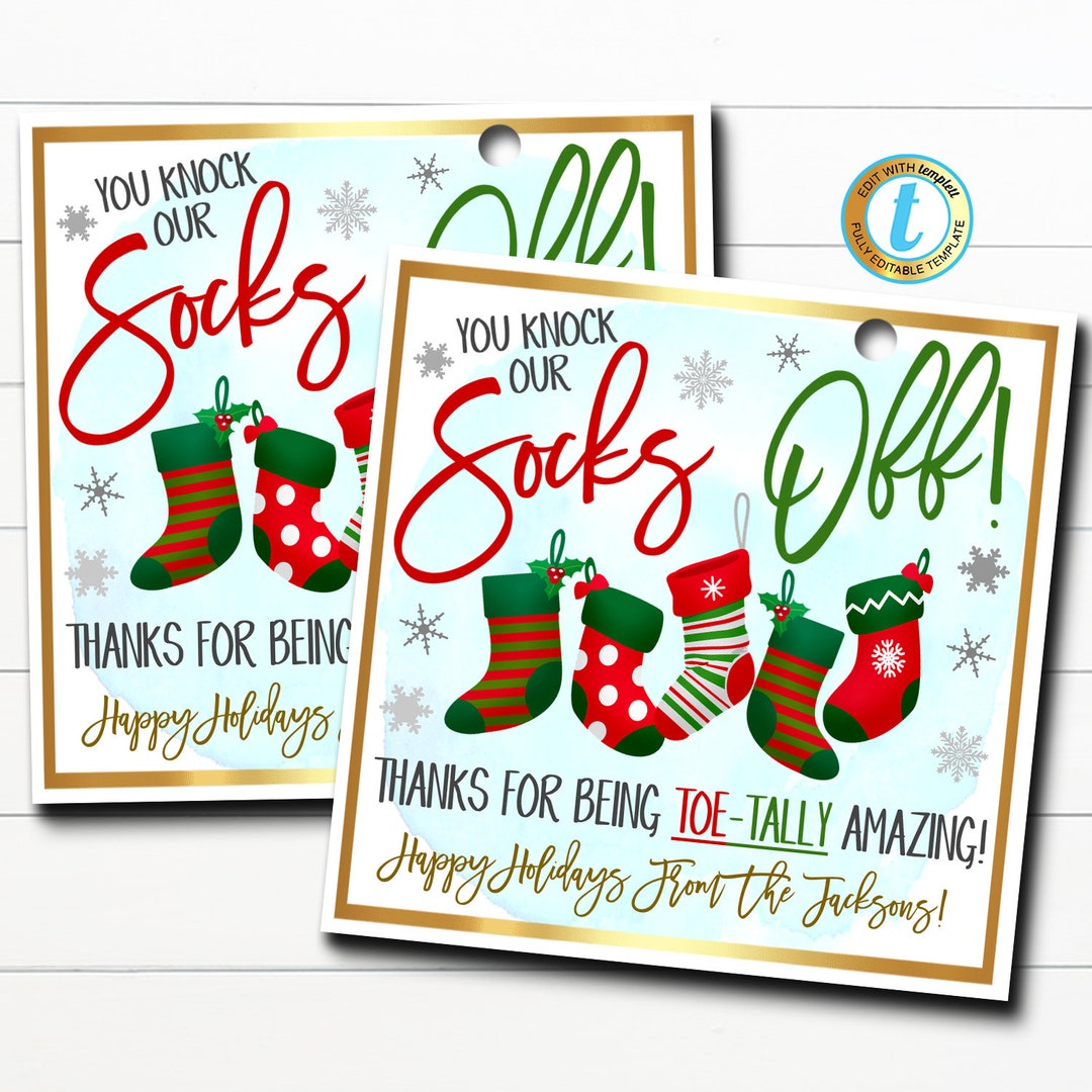 Christmas Sock Gift Tags Staff, Mani Pedi Gift, Toe-tally Amazing ...