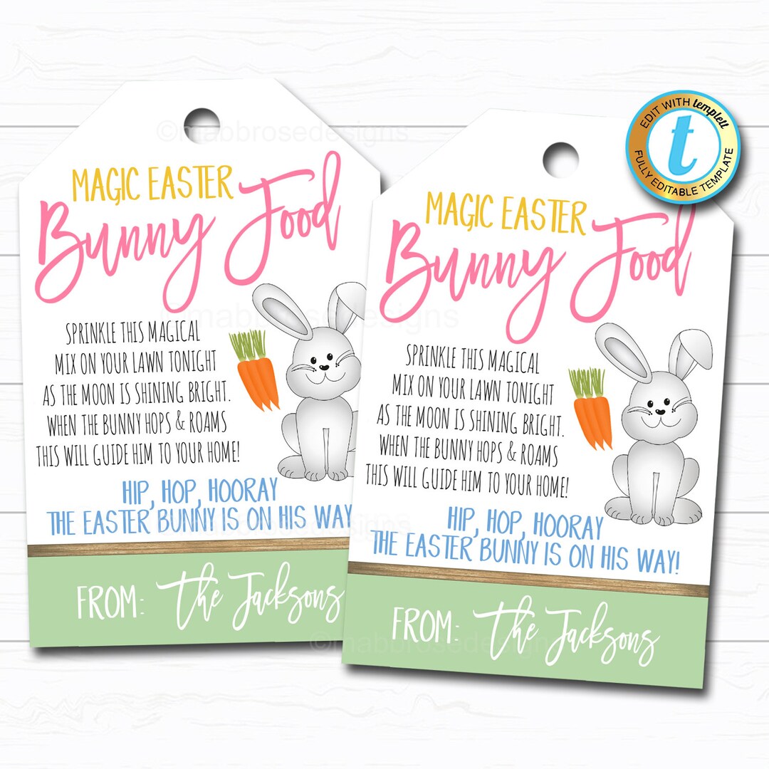 Easter Bunny Bait, Printable Gift Tags, Kids Easter Eve Activity ...