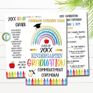 Rainbow Graduation Set, Invitation Printable Kindergarten Preschool Pre ...