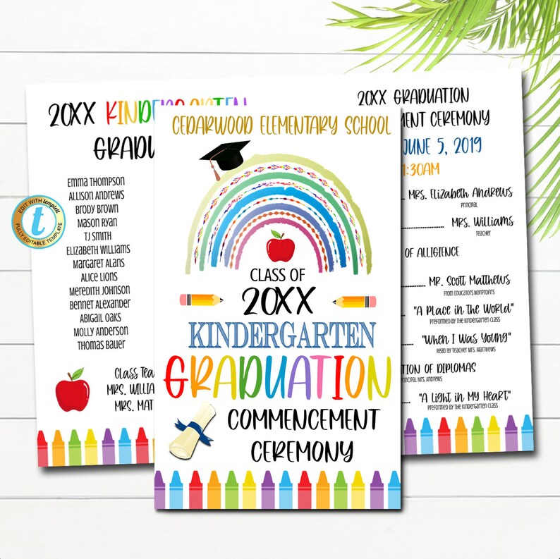 Rainbow Graduation Set Invitation Printable Kindergarten - Etsy