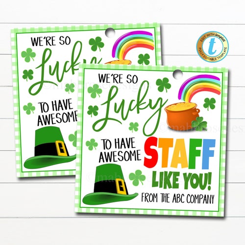 St. Patrick's Day Thank You Sign Printable for Staff - Etsy