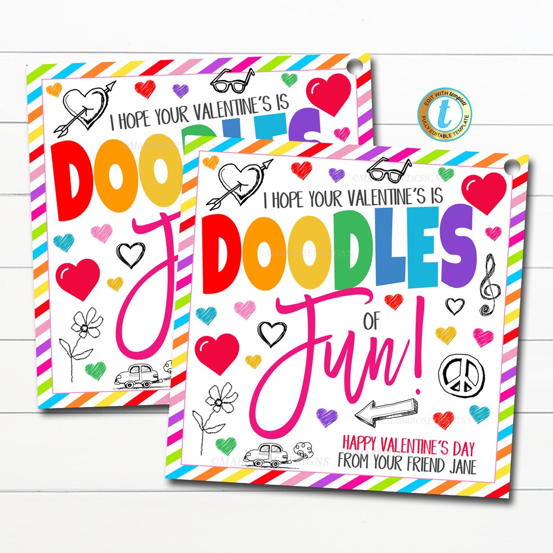 Valentine Gift Tags, Hope Your Valentine's Day is Doodles of Fun ...