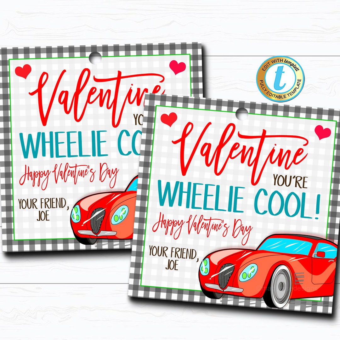Race Car Valentines, Boy Sports Car Valentine Card Gift Classroom Party ...