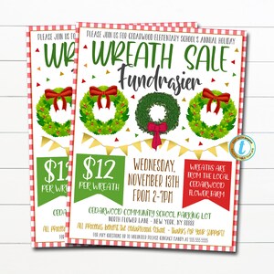 Christmas Wreath Fundraiser Flyer, Holiday School Church Pto Pta, Xmas ...