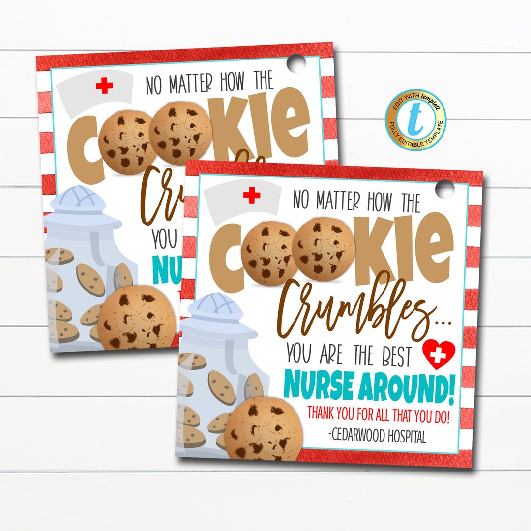 Cookie Thank You Gift Tags, Nurse Appreciation Week, National Nurses ...