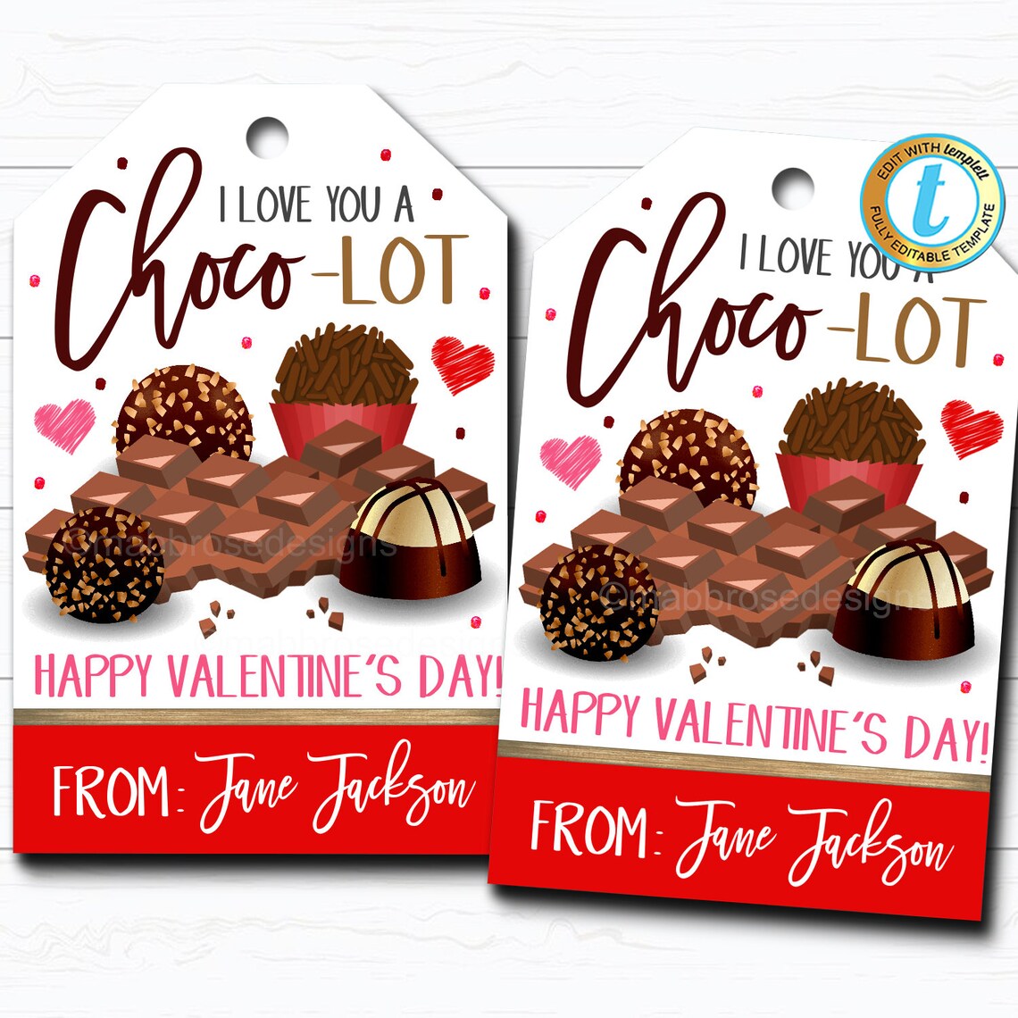 Valentine Chocolate Candy Gift Tags I Love You a Choco-lot - Etsy