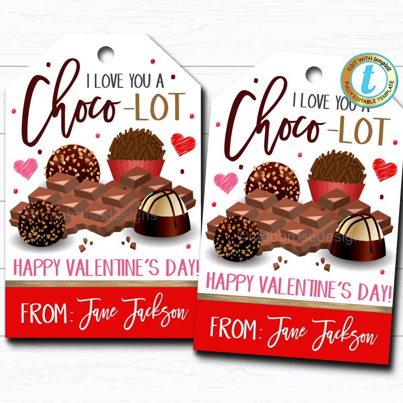 Valentine Chocolate Candy Gift Tags I Love You a Choco-lot - Etsy