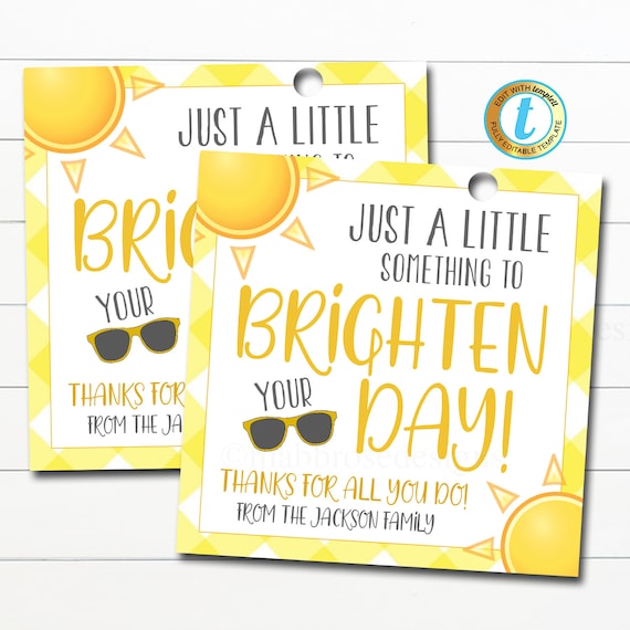 Yellow Sunshine Gift Box Tag Something to Brighten Your Day - Etsy