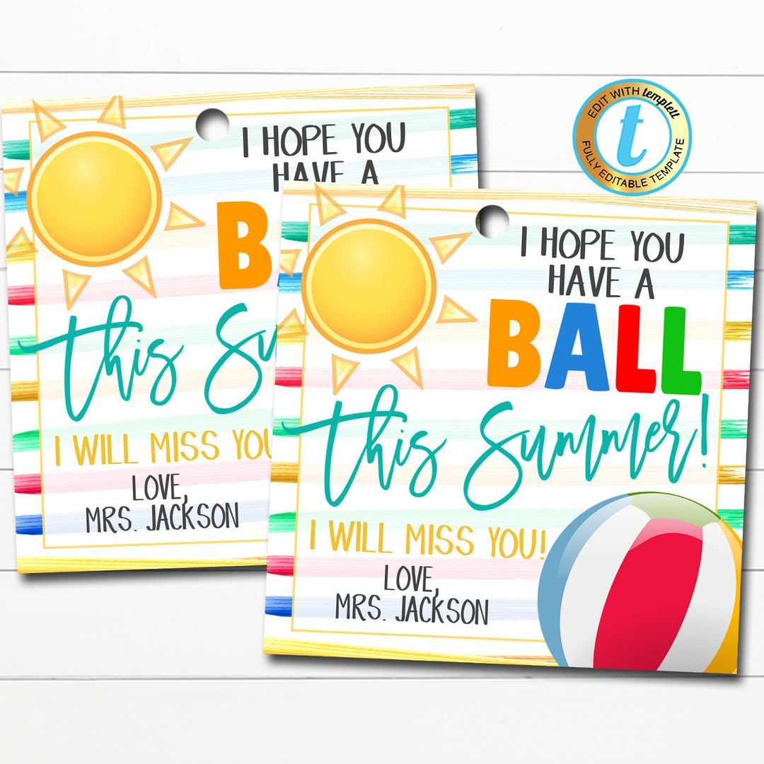 Beach Ball Gift Tag, School Pto Pta Thank You Tag, Beach Theme Hope You ...