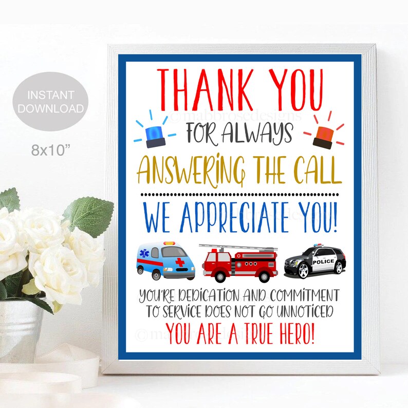 First Responders Appreciation Sign Thank You for Always - Etsy
