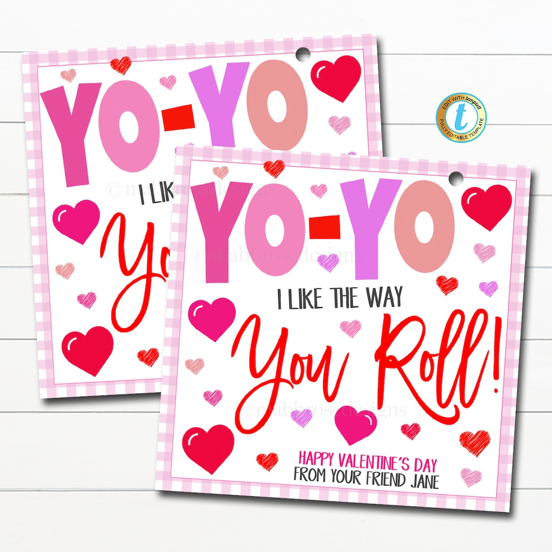 Valentine Yo-yo Gift Tags, I Like the Way Yo Yo Roll, Valentine's Day ...