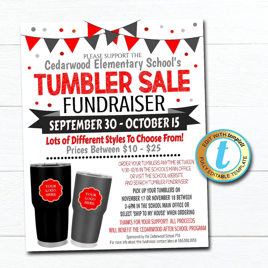 Tumbler Fundraiser Flyer, Coffee Cup to Go Mug Sales Invitation, School ...