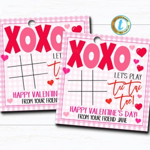 Valentine Tic Tac Toe Gift Tags, Game Candy Valentine Gift Classroom ...