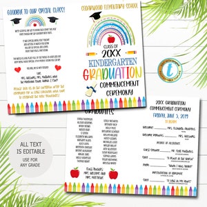 Rainbow Graduation Set, Invitation Printable Kindergarten Preschool Pre ...