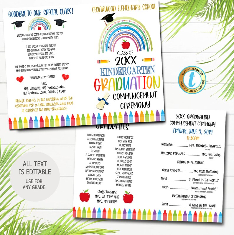 Rainbow Graduation Set Invitation Printable Kindergarten - Etsy