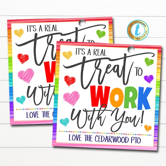 Coworker Gift Tags It's a Real Treat to Work With You - Etsy