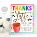 Printable Thanks a Latte Coffee Table Sign, Thank You Staff Nurse ...