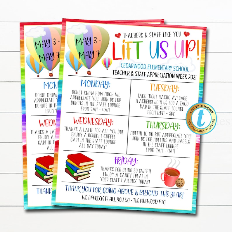 Teacher and Staff Appreciation Week You Lift Us up Balloon | Etsy