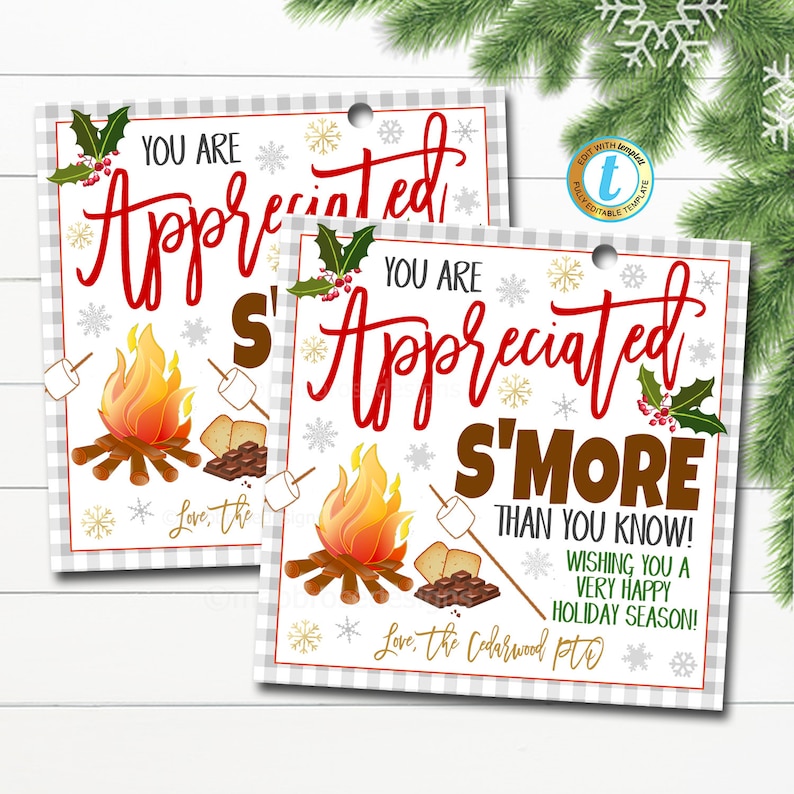 Christmas S'mores Gift Tag Chocolate Candy Gift Client - Etsy