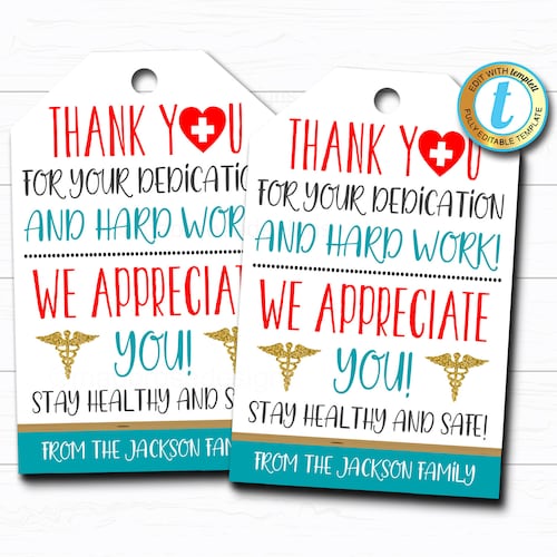 Doctor Appreciation Gift Tag Thank You Medical Hospital - Etsy