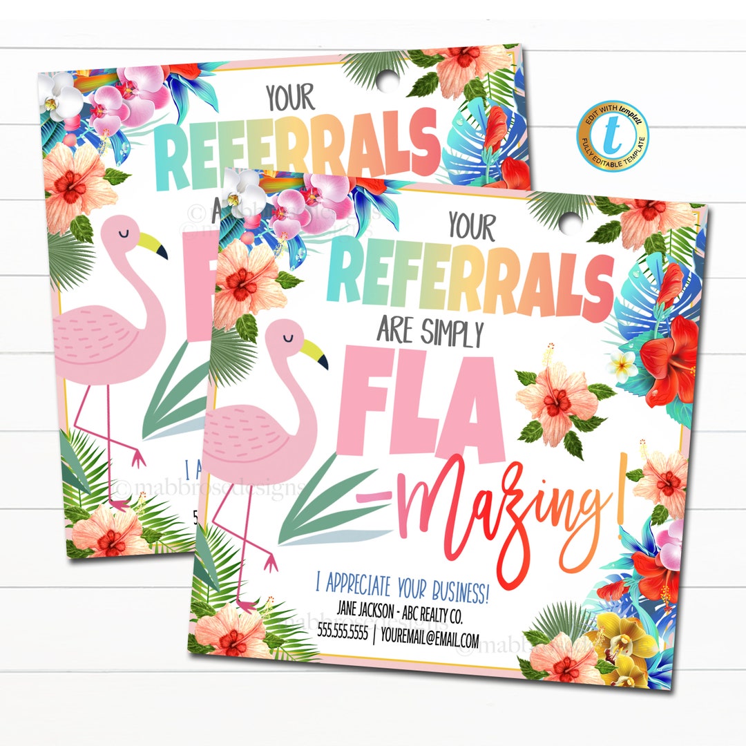 Summer Flamingo Referral Gift Tags, Your Referrals Are Fla-mazing, Real ...