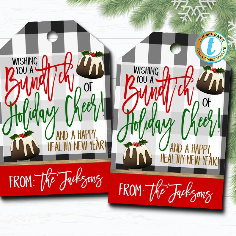 Christmas Bundt Cake Gift Tag Wishing You a Bundtch of Joy - Etsy