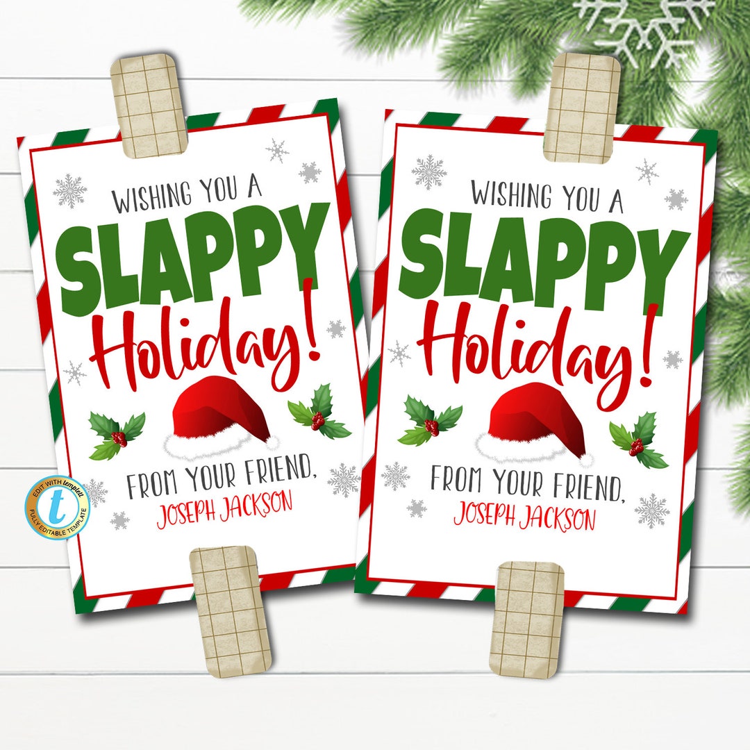 Christmas Slap Bracelet Tags, Wishing You a Slappy Holiday! Kid Student ...