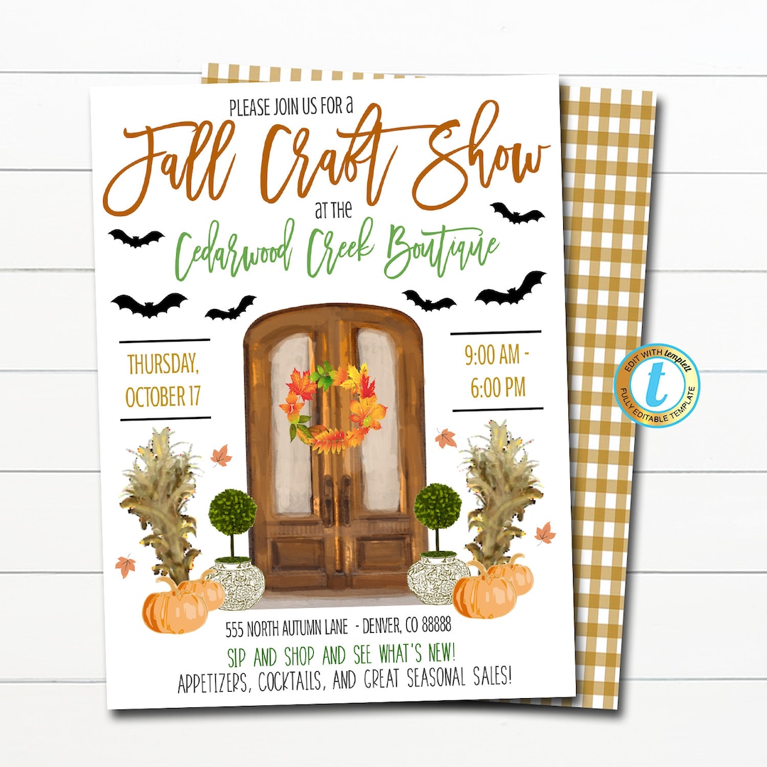 Fall Open House Invitation, Halloween Craft Fair Boutique Shopping ...