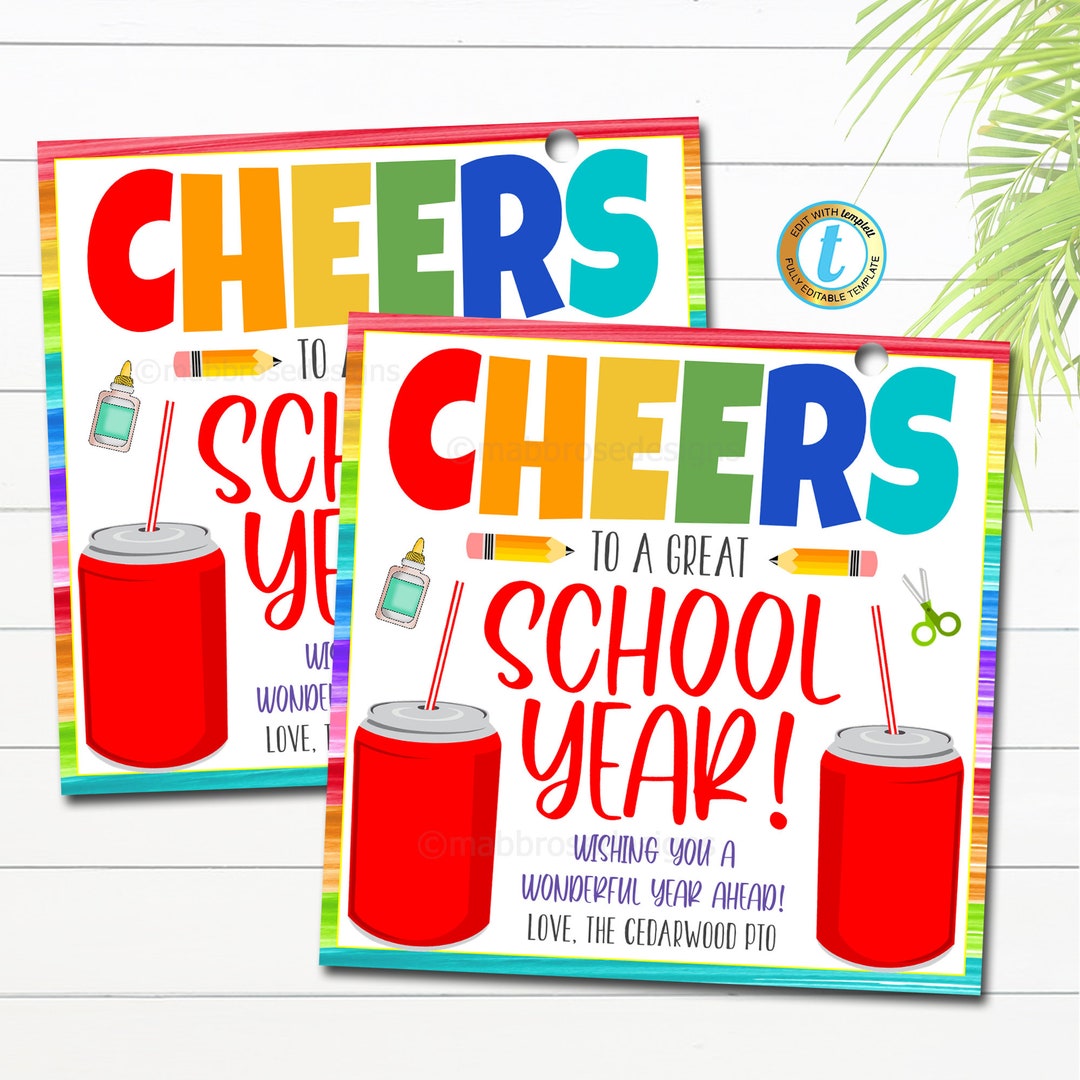 EDITABLE Back to School Soda Gift Tags, First Day of School Teacher ...