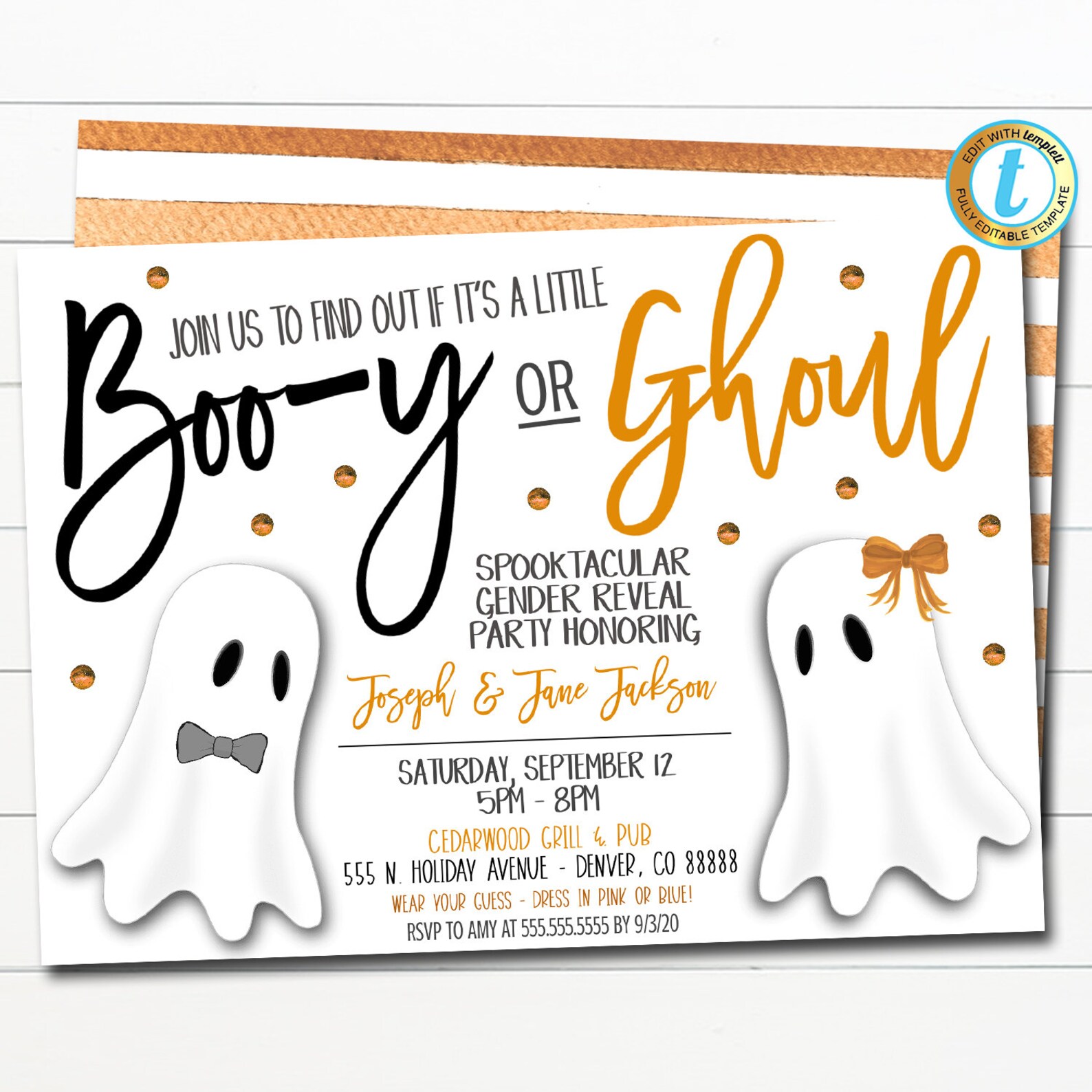 Halloween Gender Reveal Party Invitation, Boo-y or Ghoul, Halloween ...