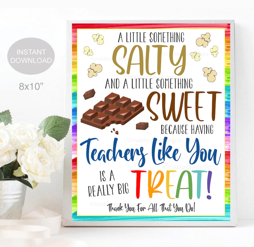 Teacher Appreciation Sign, Chocolate Popcorn Thank You Sign, Staff ...