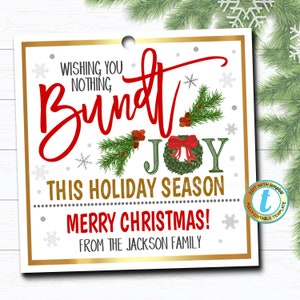 Christmas Bundt Cake Gift Tag, Wishing You a Bundtch of Joy, Holiday ...