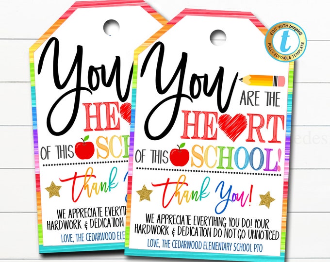 Editable Teacher Valentine's Day Thank You Gift Tags, Thanks for ...