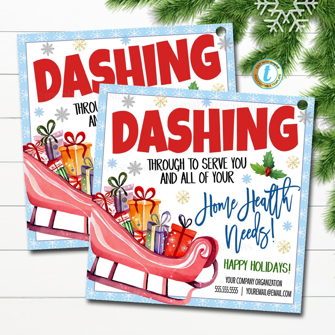 Christmas Referral Gift Tag, Dashing Through to Serve You and Home ...
