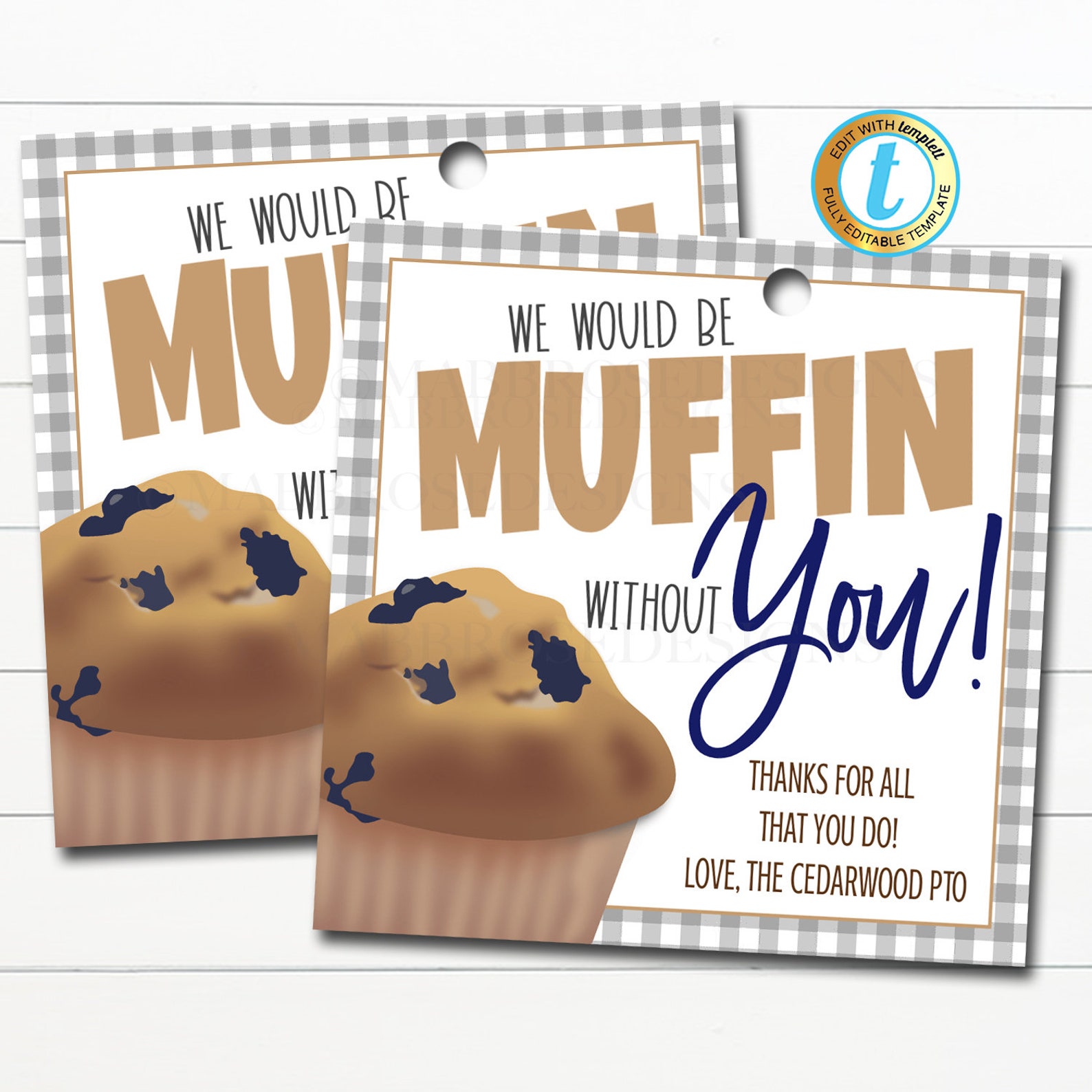 We Would Be Muffin Without You Thank You Appreciation Week - Etsy