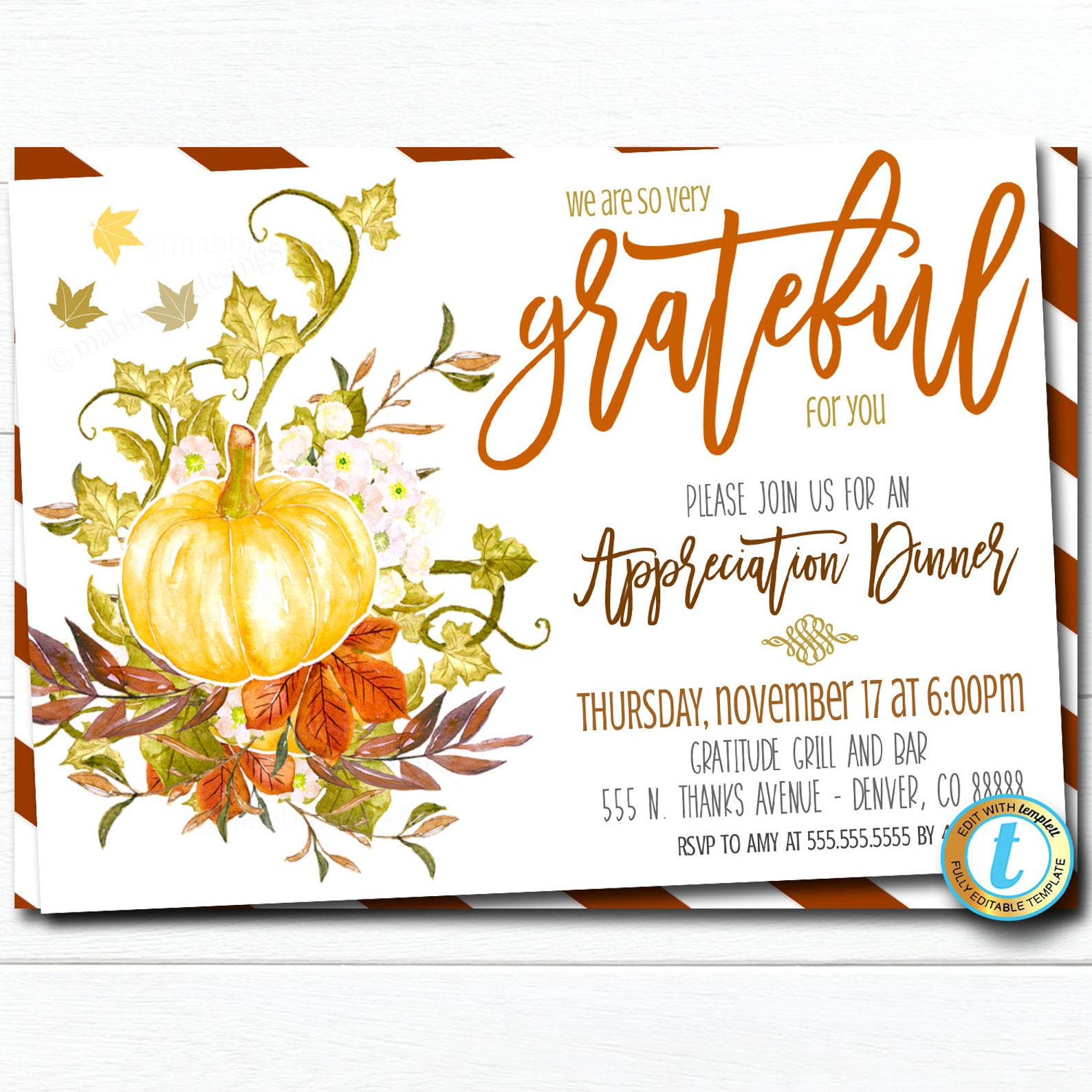 Fall Appreciation Invitation Grateful for You Teacher Staff - Etsy