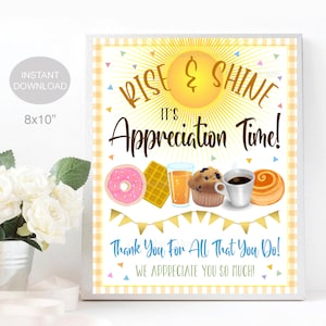 Breakfast Appreciation Sign, Rise and Shine Appreciation Week Decor ...