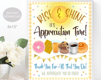 Pancake Breakfast Appreciation Sign, Rise and Shine It's Pancake Time ...
