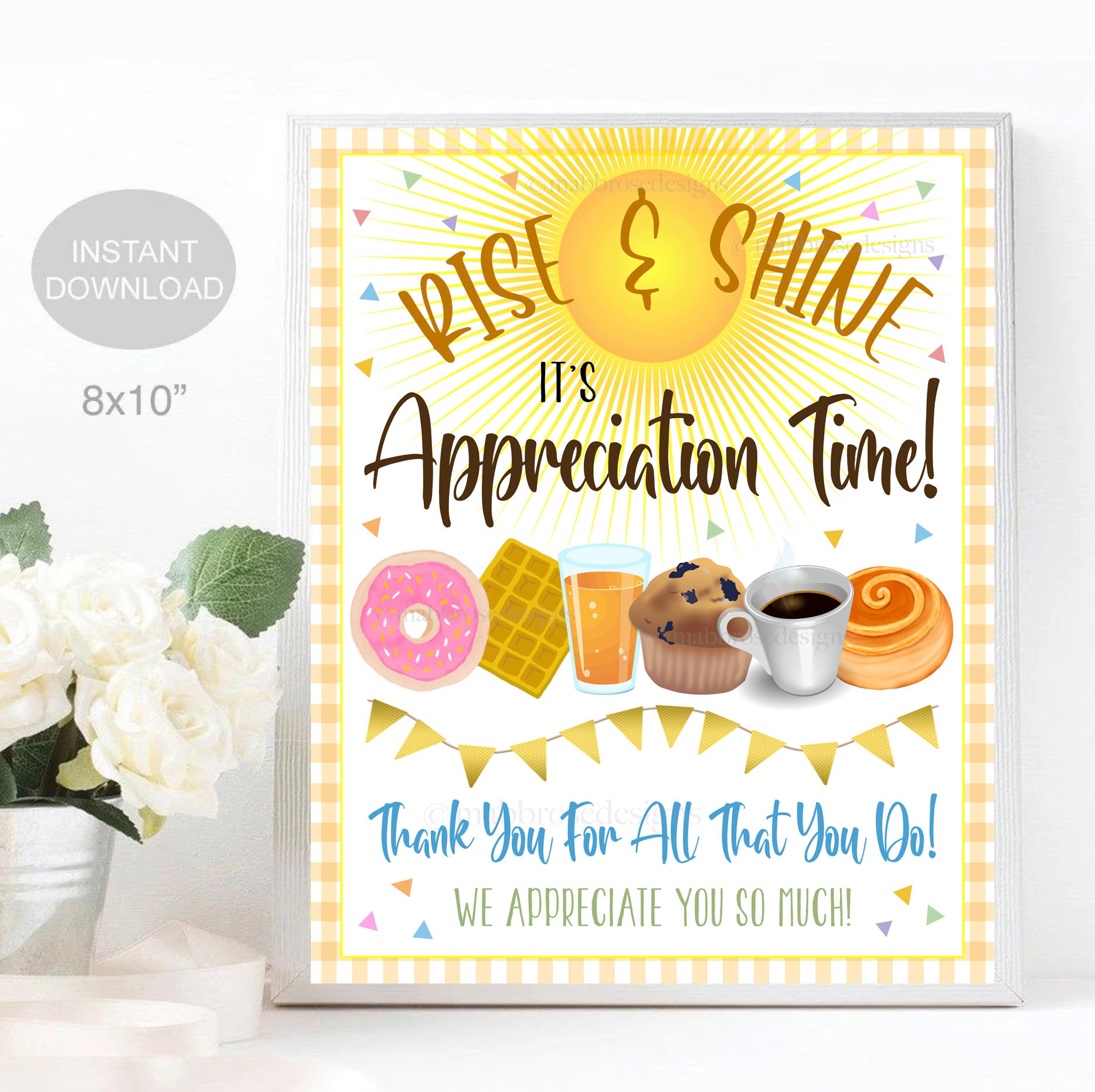 Breakfast Appreciation Sign, Rise and Shine Appreciation Week Decor ...