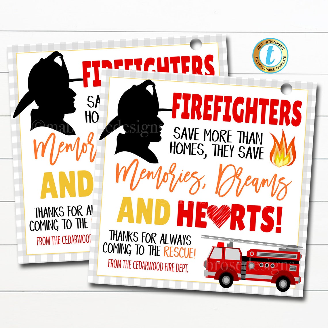 Firefighter Appreciation Gift Tag Thank You Gift First | Etsy