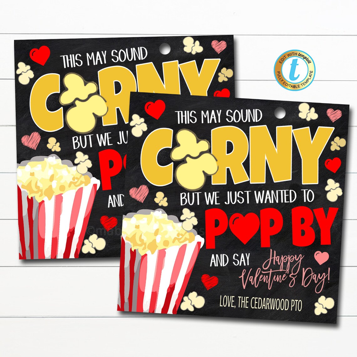 Valentine Popcorn Gift Tag Volunteer Teacher Staff Employee - Etsy