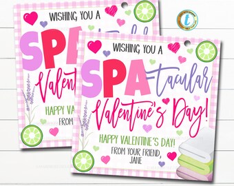 Editable Valentine Spa Gift Tags, Nail Polish Mask Lip Gloss Girl ...