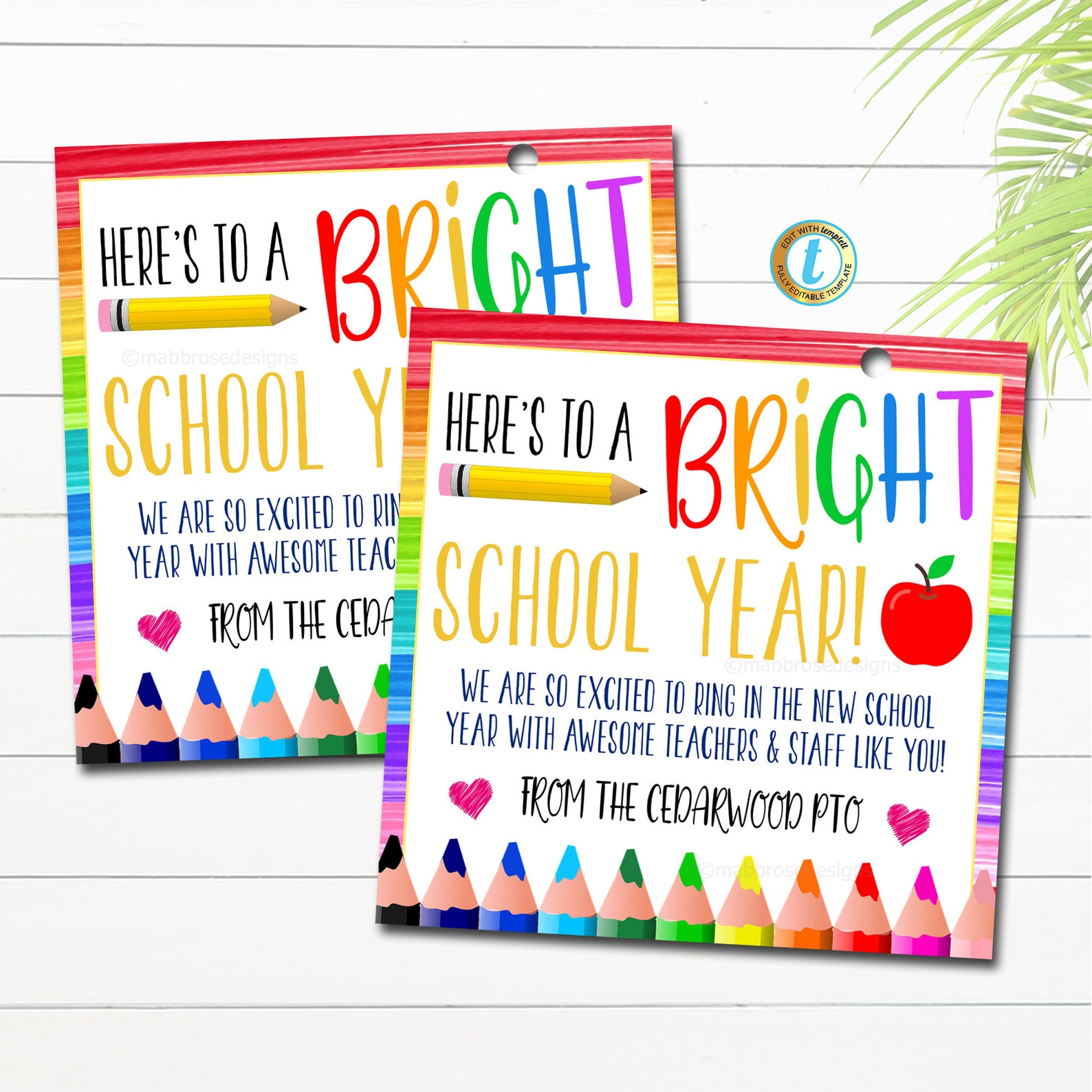 EDITABLE Bright School Year First Day of School Back to School Teacher ...
