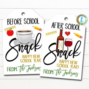 Teacher Gift Tag Set, Before School Snack & After School Snack Coffee ...