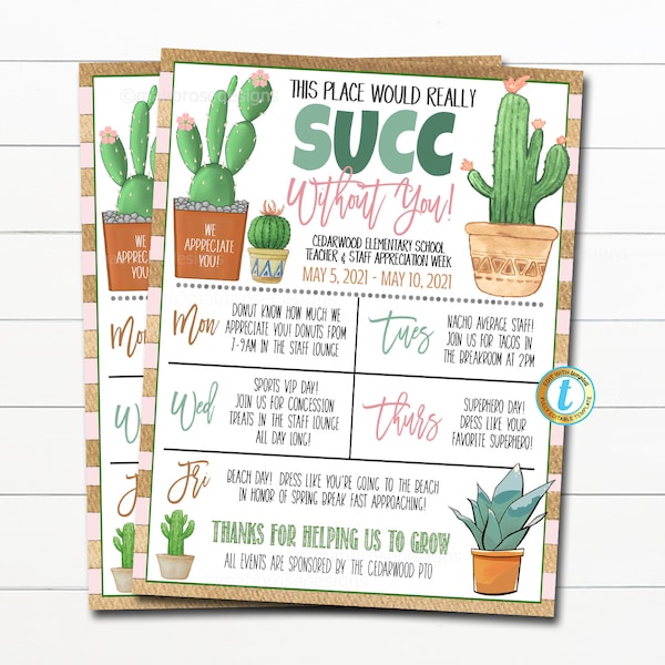 Teacher Appreciation Succulent Printable - Etsy