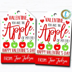 Valentine Apple Gift Tags, You're the Apple of My Eye, Apple Fruit ...