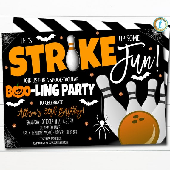 Halloween Bowling Party Invitation Fall Halloween Invite - Etsy